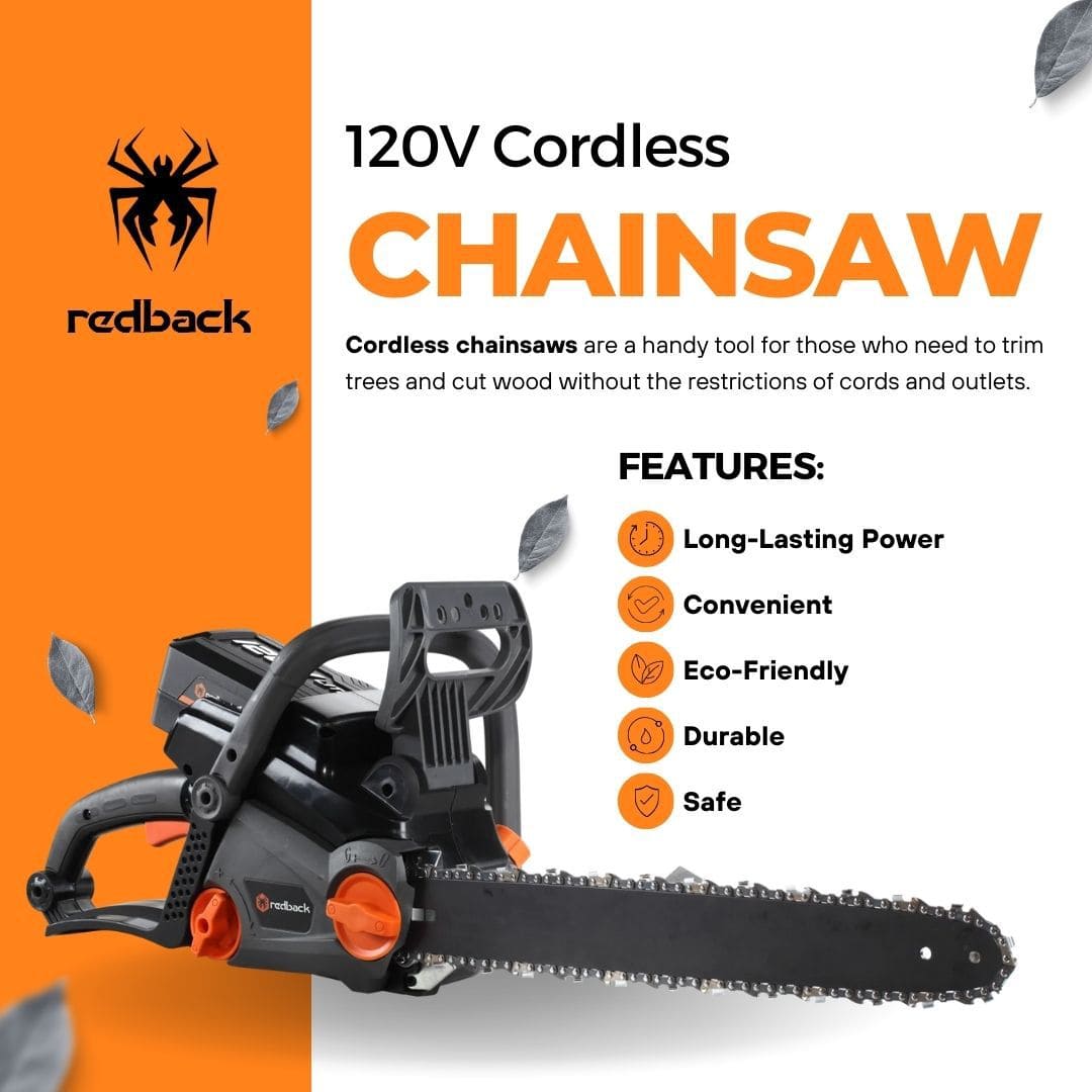 Redback Pro 120V Cordless Chainsaw Features - Redback Tools